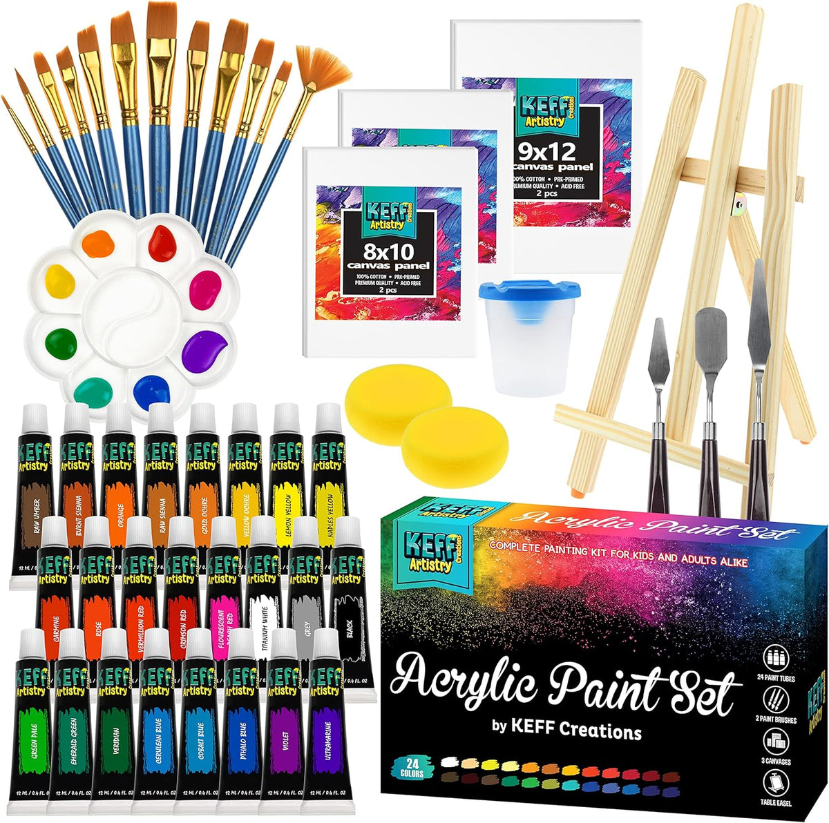 Acrylic Paint Set for Adults and Kids - Art Painting Supplies Kit with ...