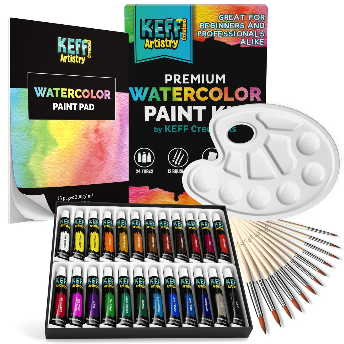 Complete Watercolor Paint Set with Watercolor Paper – KEFF Creations
