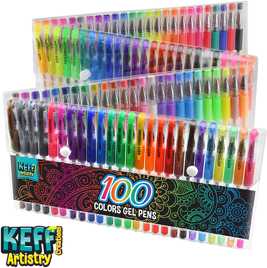 100 Colorful Artists Gel Pens and Color Book Bundle – KEFF Creations
